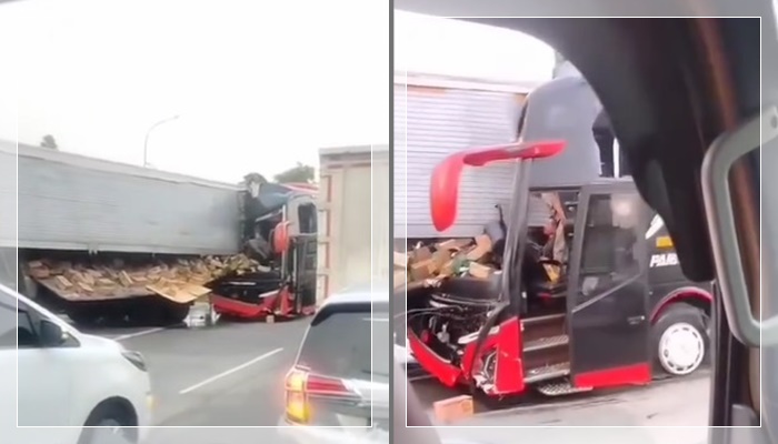 Bus Akas Hantam Truk Wing Box di Tol Pasuruan, Sopir Tewas di Tempat ...