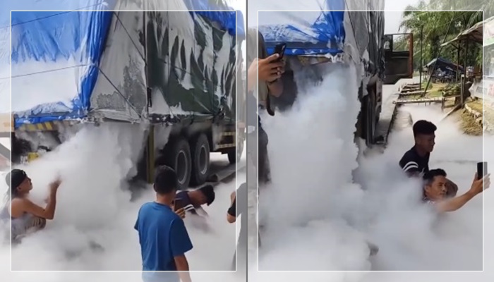 VIRAL! Truk Oksigen “Bocor Dingin” di Jalinsum, Asap Putih Bikin Warga ...